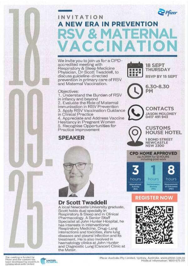 RSV & Maternal Vaccination - HPMI - Hunter Postgraduate Medical Institute